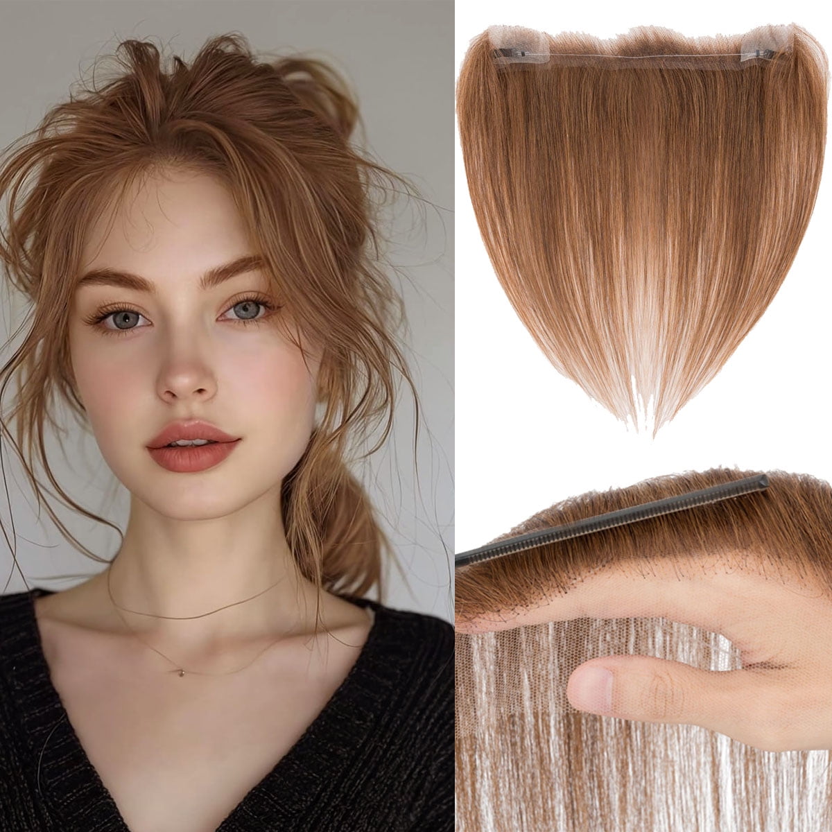 HAIRRO 12inch Wire / Tape in on Human Hair Extensions Middle Part Hand ...