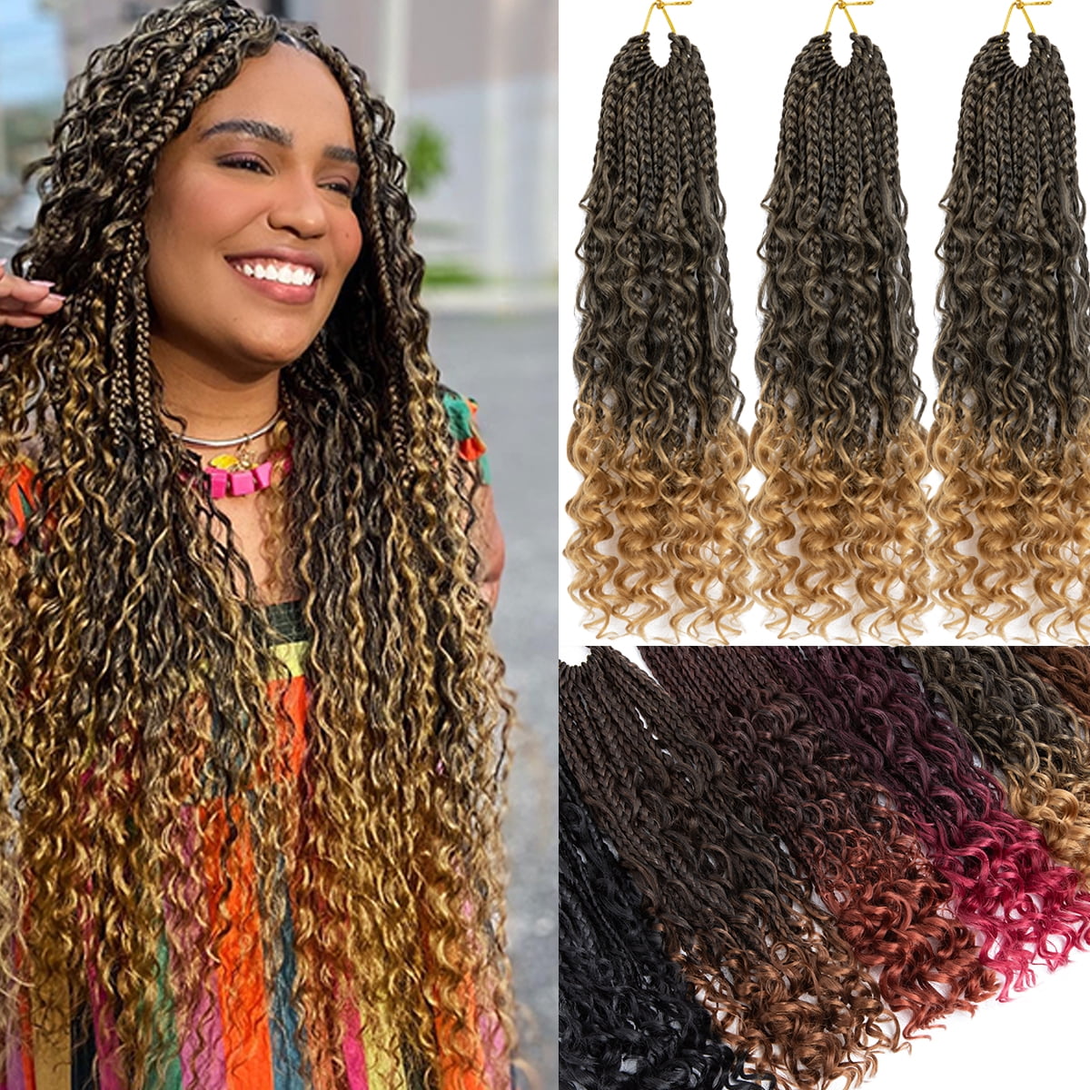 HAIRRO 18 Inch Goddess Box Braids Crochet Hair Boho Crochet Box Braids ...