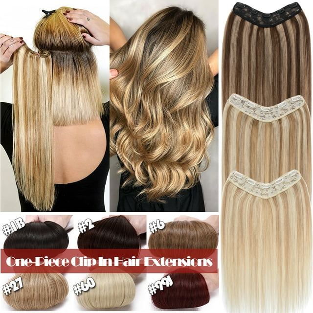 HAIRRO Clip In Hair Extensions V Shape U Part One Piece Clip in Remy ...