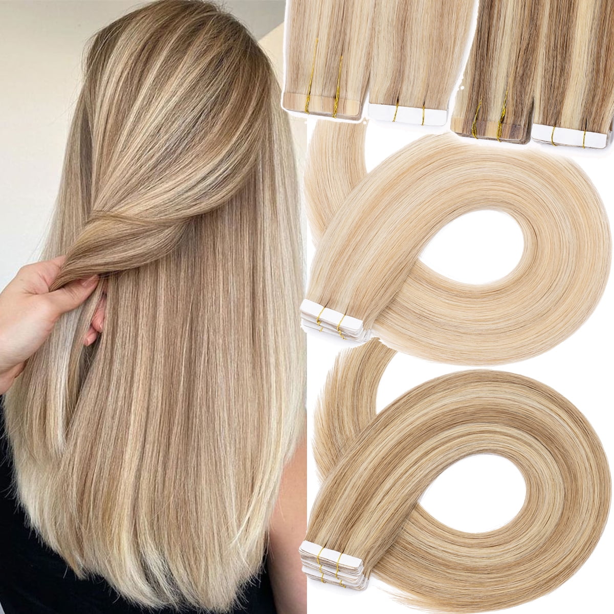 HAIRRO Double Needle Tape In 100% Human Hair Extensions New Color #22 ...