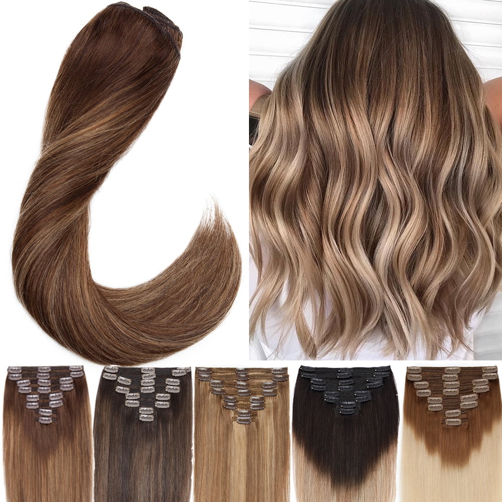 HAIRRO Jet Black Clip in 100% Human Hair Extensions Remy Hair ...