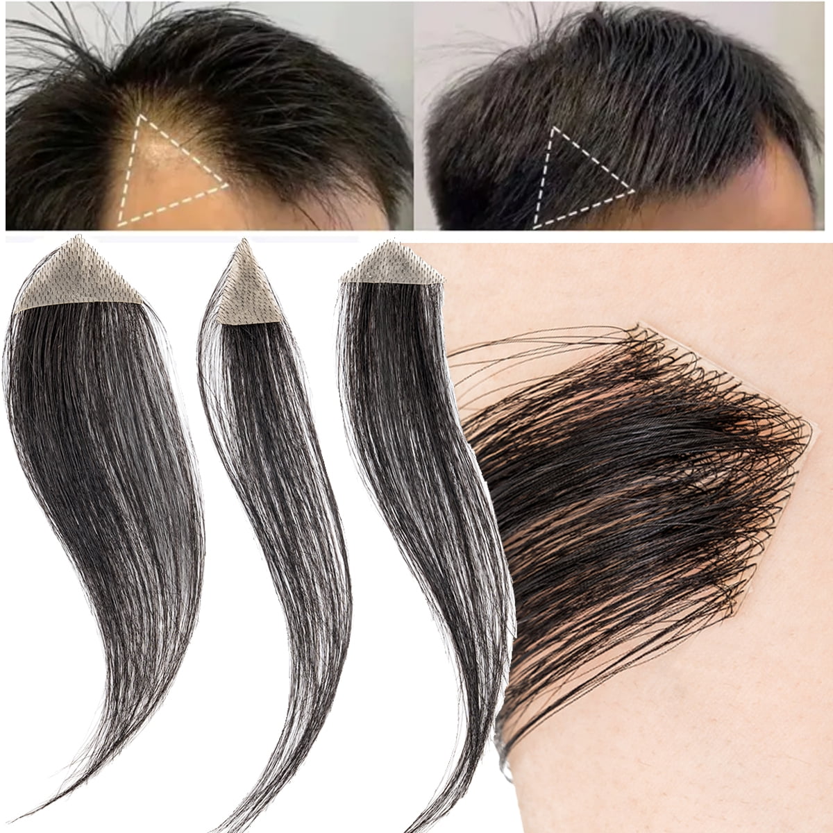 HAIRRO Men's PU Human Hair Hairline 100% Real Human Hair Forehead Hair ...