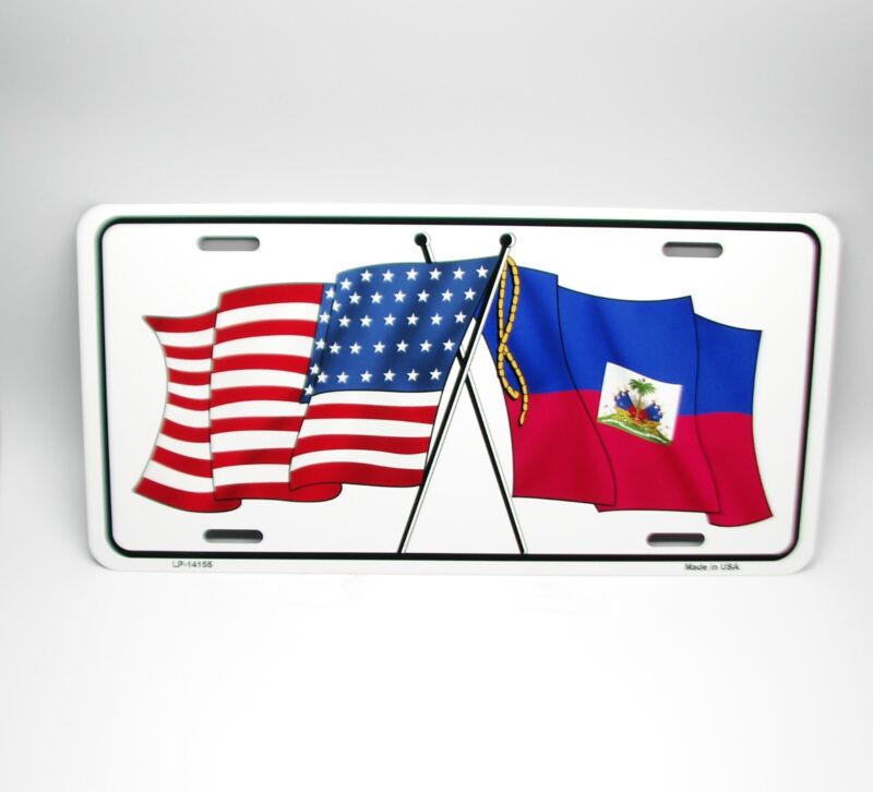HAITI HAITIAN FLAG AMERICAN DRAPEAU DE HAITI METAL CAR NOVELTY LICENSE ...