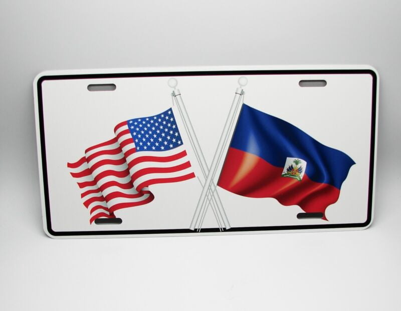 HAITIAN HAITI FLAG AMERICAN METAL CAR NOVELTY LICENSE PLATE DRAPEAU DE ...