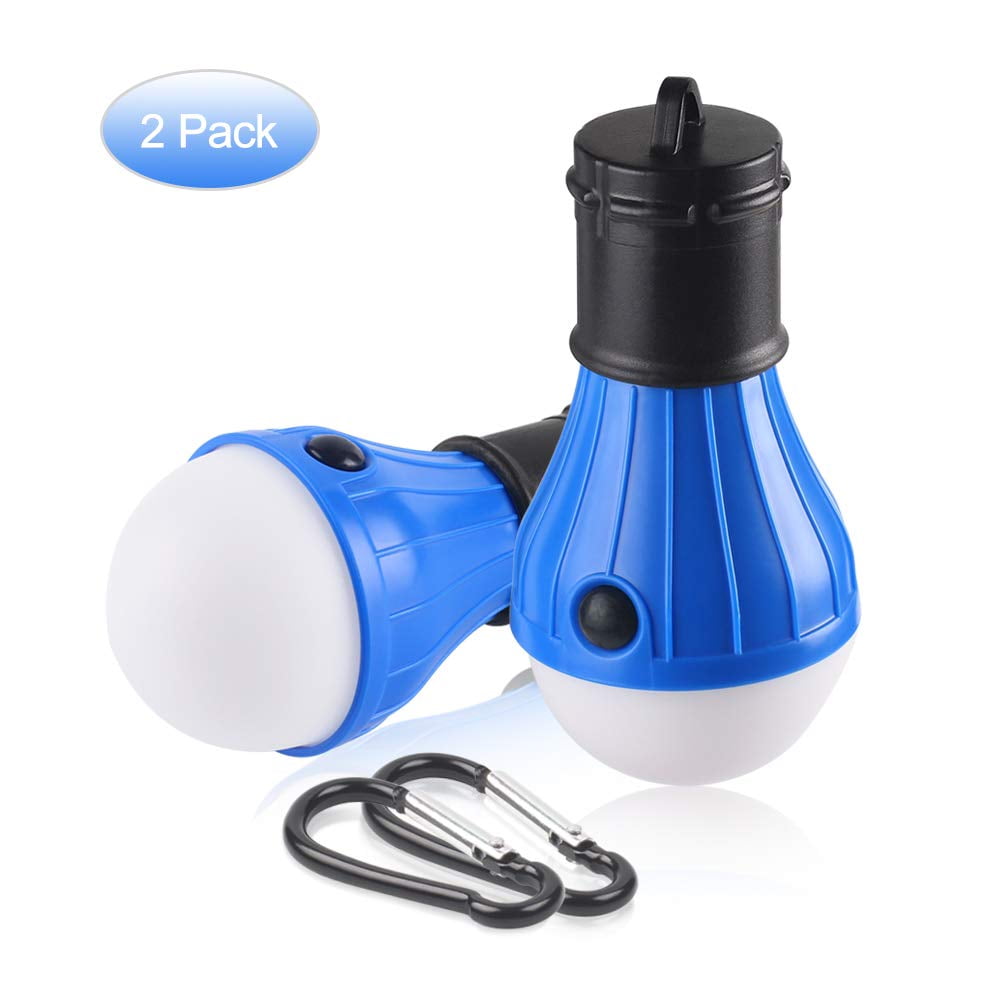 HAITRAL 2- Pack Portable LED Camping Light Bulbs with Snap Hooks and 3 ...