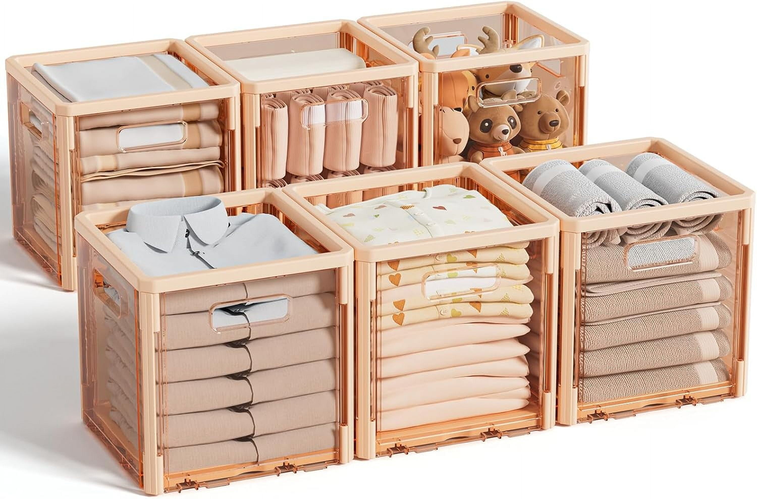 HAIXIN Clear Storage Cube Bins - 6 Pack 10.5 inch Foldable Storage ...