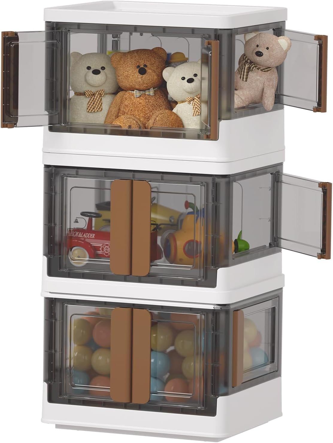 HAIXIN Closet Organizers and Storage, 4 Doors Opening Stackable Storage Box, 6.86 Gal Plastic ...