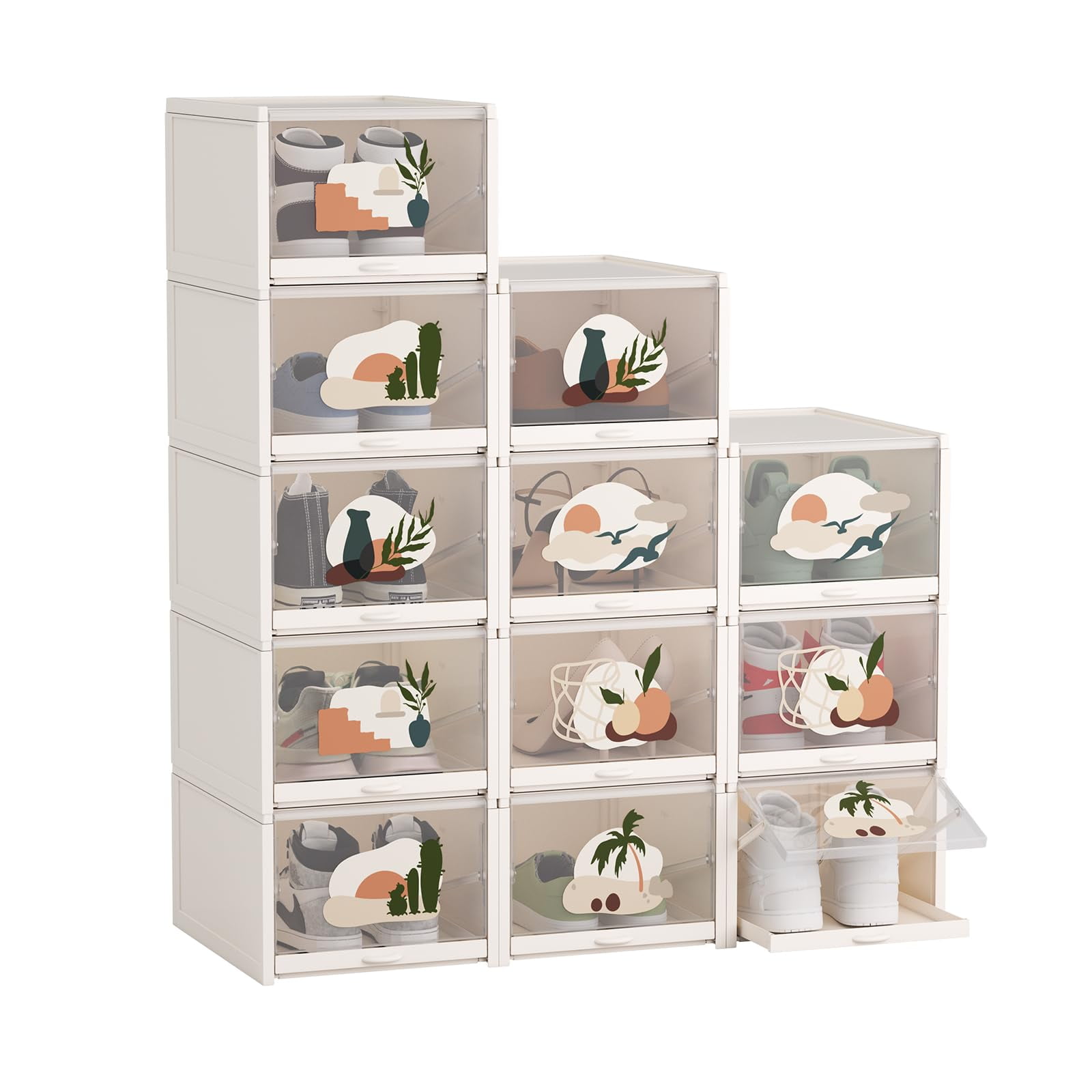 HAIXIN HOME Upgraded Shoe Storage Boxes, Women's Plastic Stackable Shoe ...