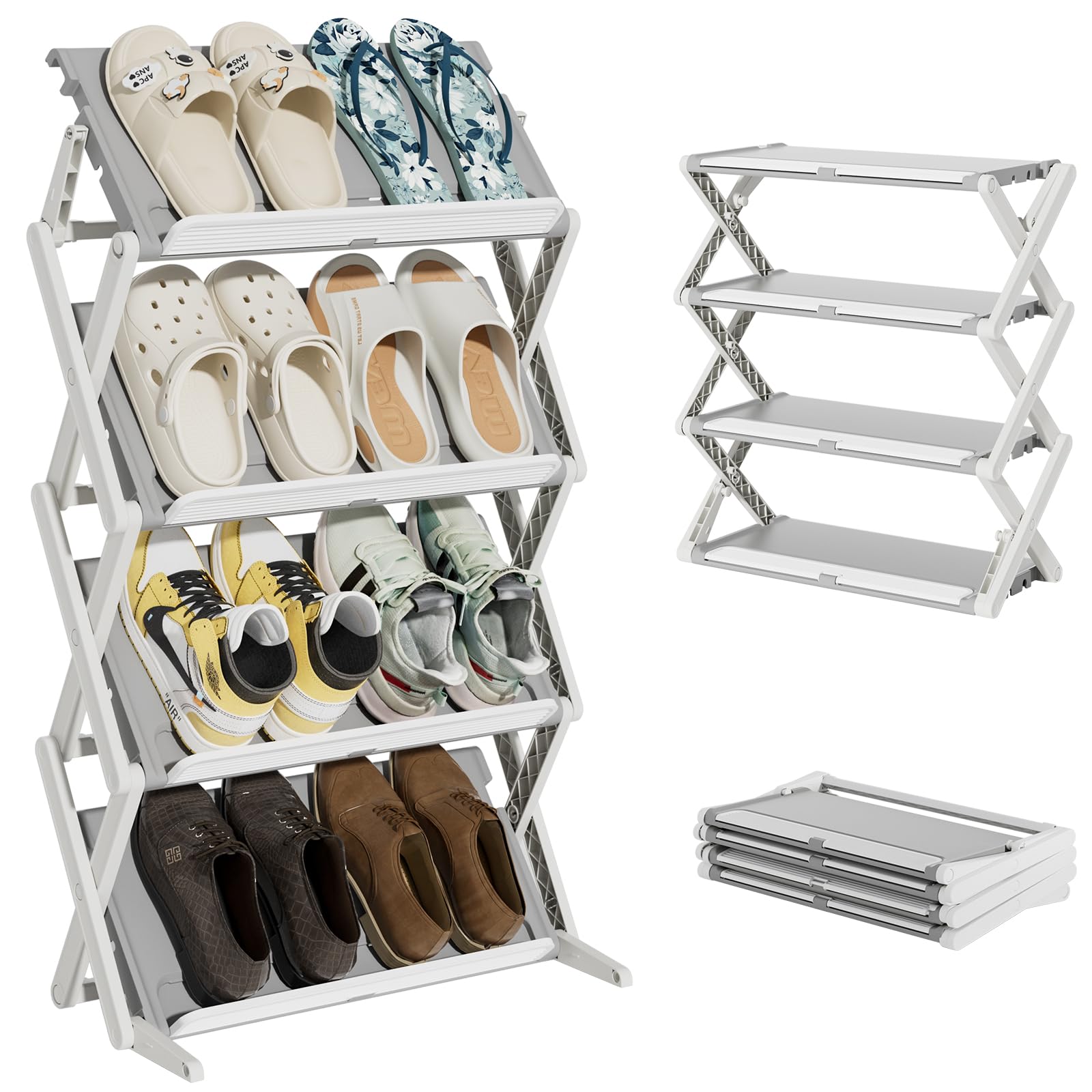 HAIXIN Shoe Rack Storage Organizer, Adjustable Angled Shoe Shelf ...