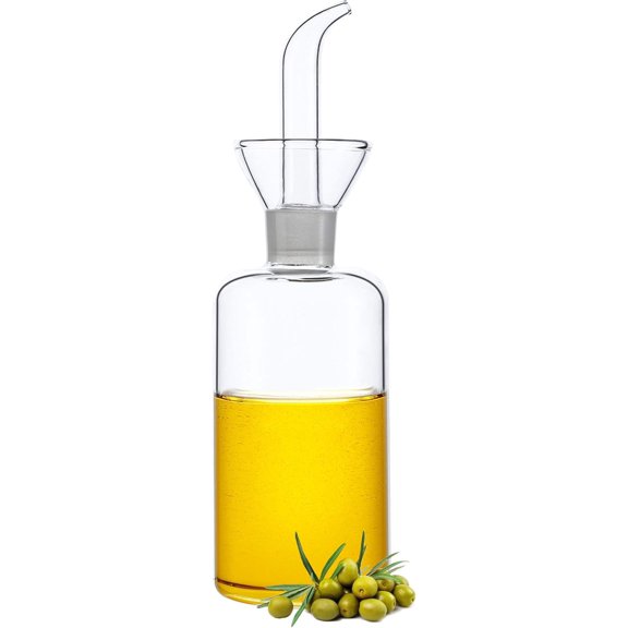 2 Pack Kitchen Glass Cruet Bottle Set, 6 1/2 Inch Holder Container ...