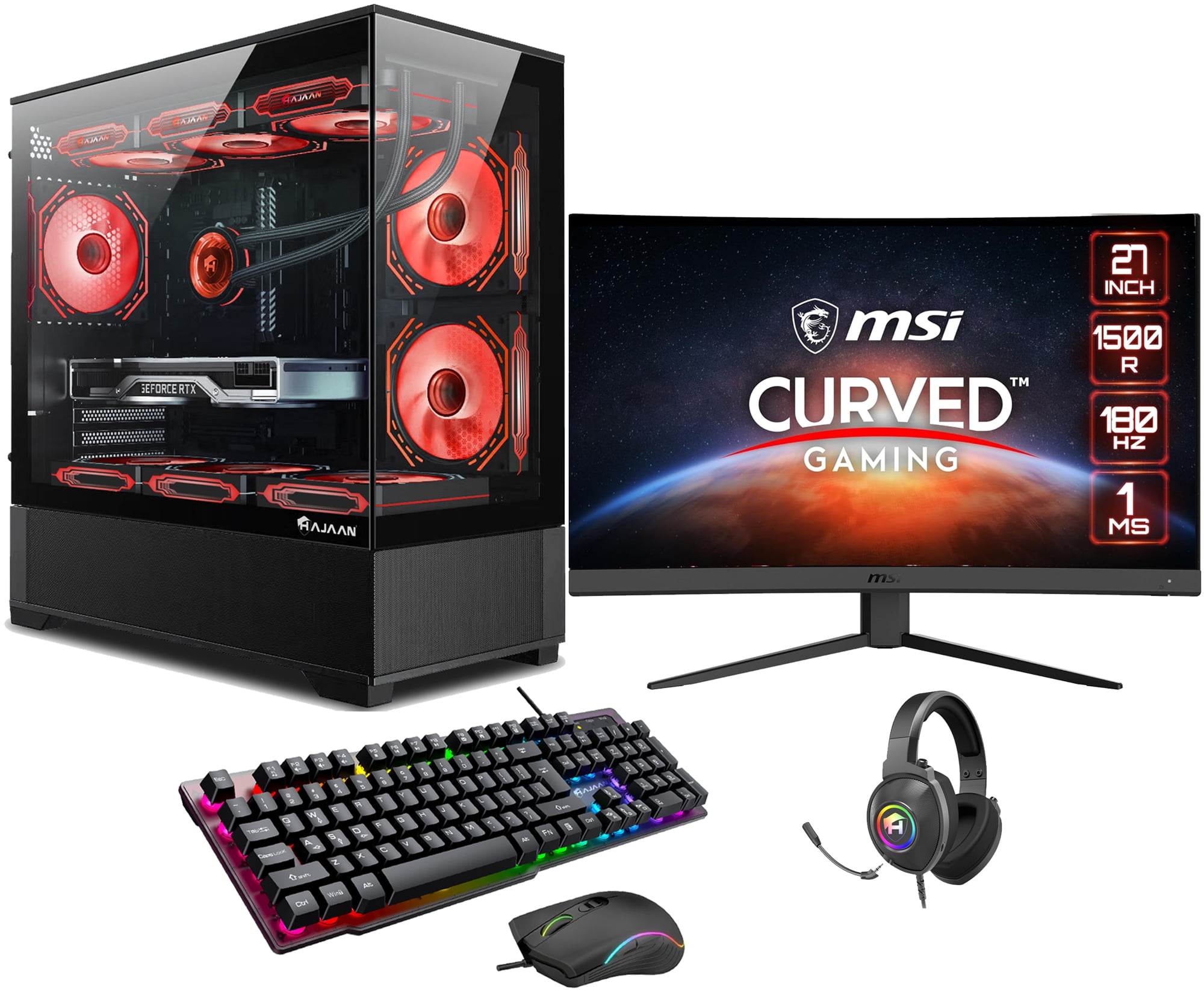 HAJAAN Gaming PC with MSI 27" Curved Gaming Monitor (RTX 4070 12GB ...