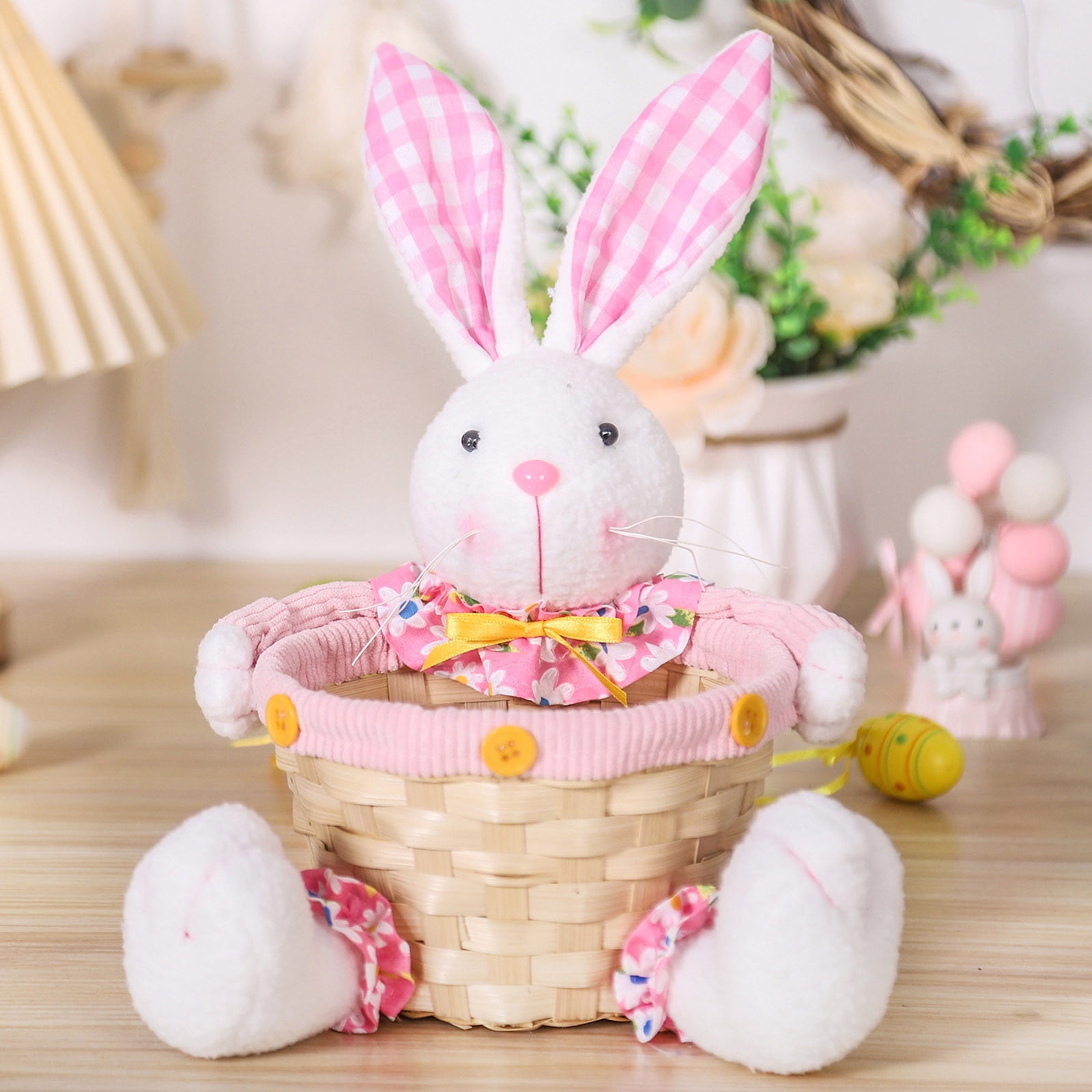 HAJAGP 10.6inch Easter Candy Basket, Easter Bunny Candy Basket, Woven ...