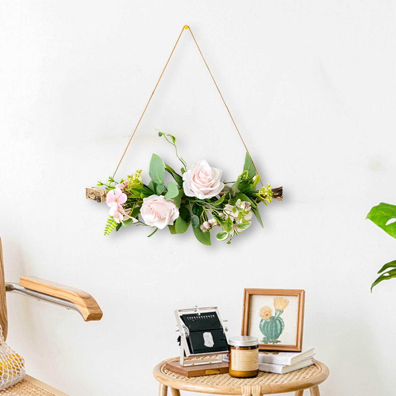 HAJAGP 15.75in Artificial Flower Wall Hanging Decor, Simulated Rose ...