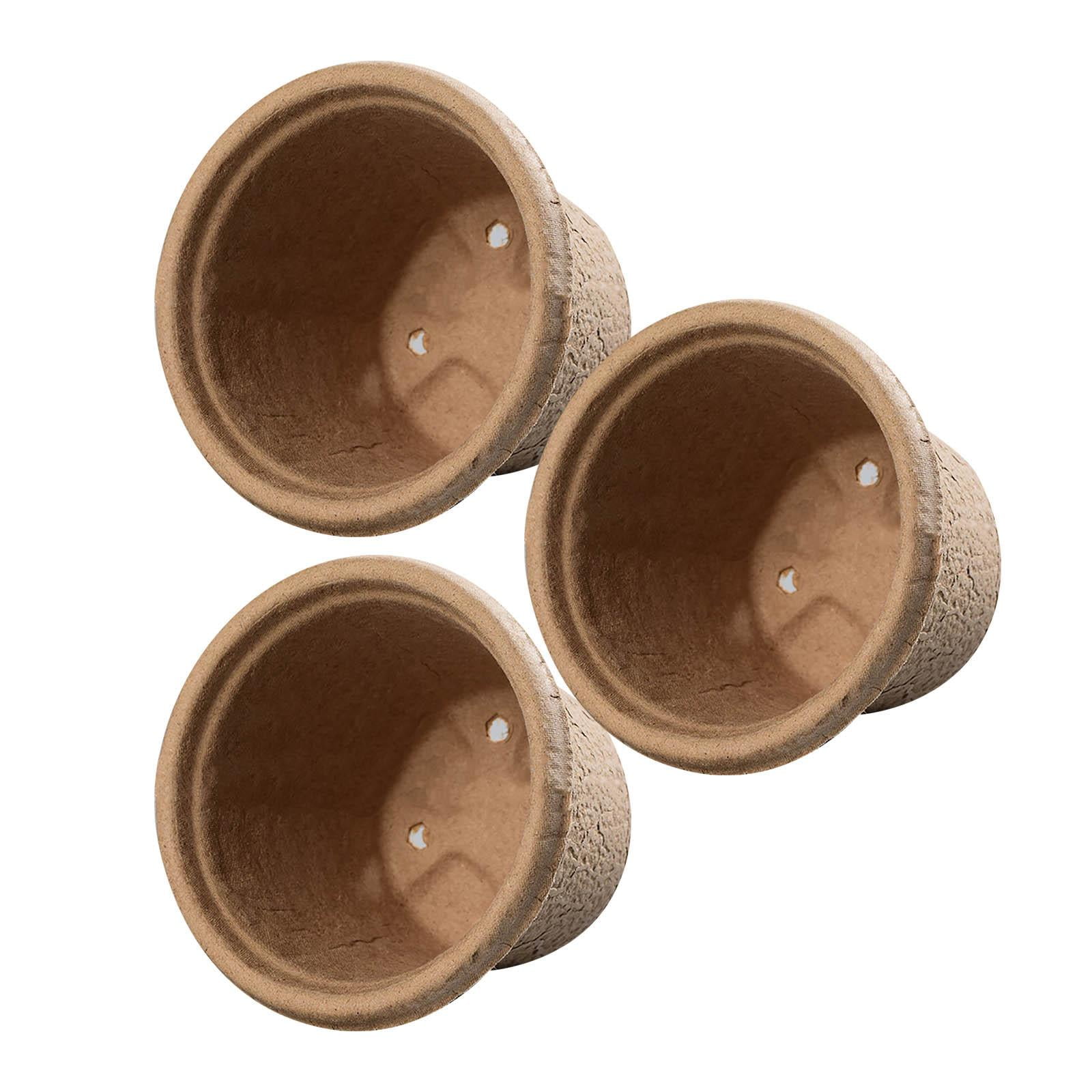 HAJAGP 3 Packs Round Peat Pots, Biodegradable Seedling Pot, Drainage ...