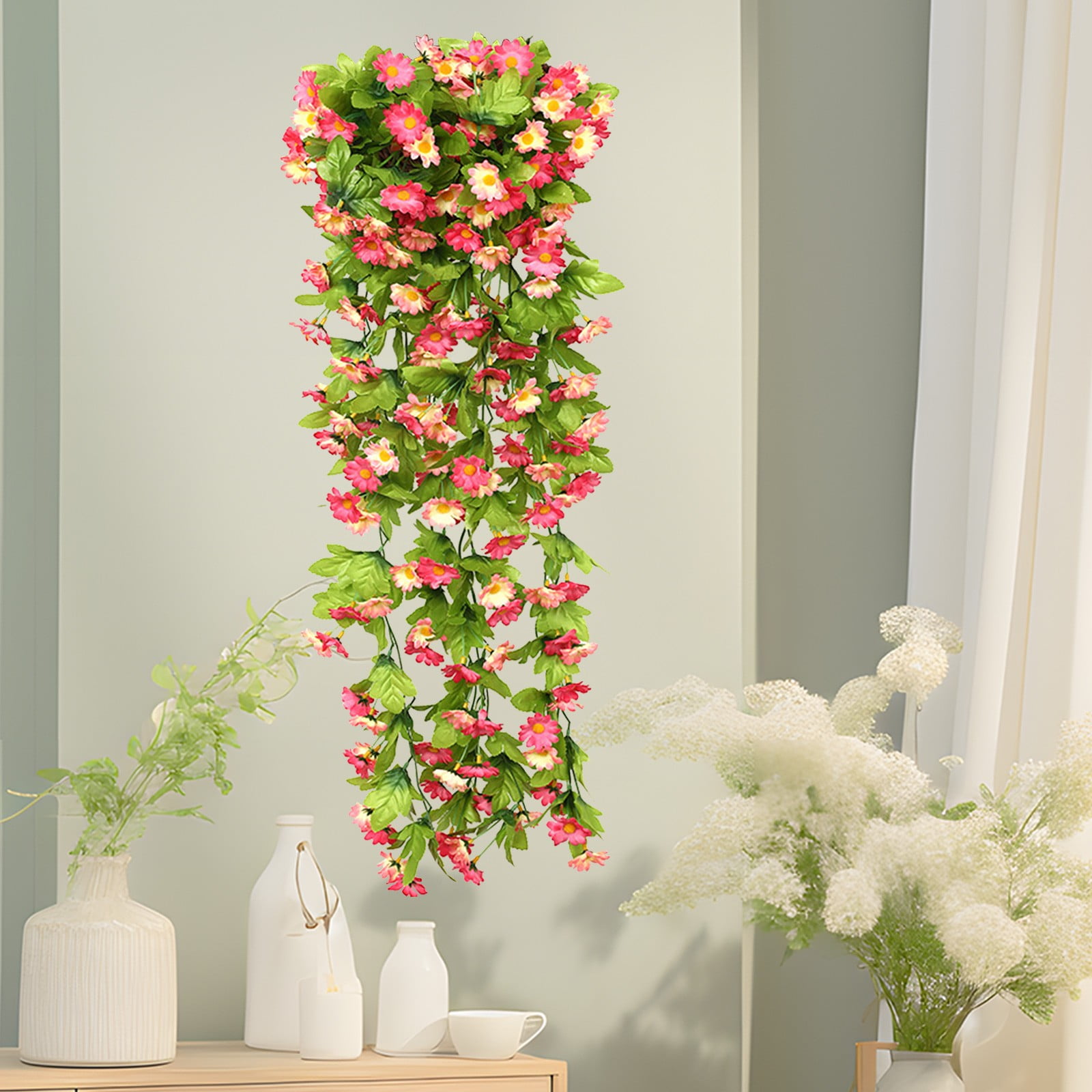 HAJAGP 33.46in Simulation daisy vine wall hanging, Artificial Daisy ...