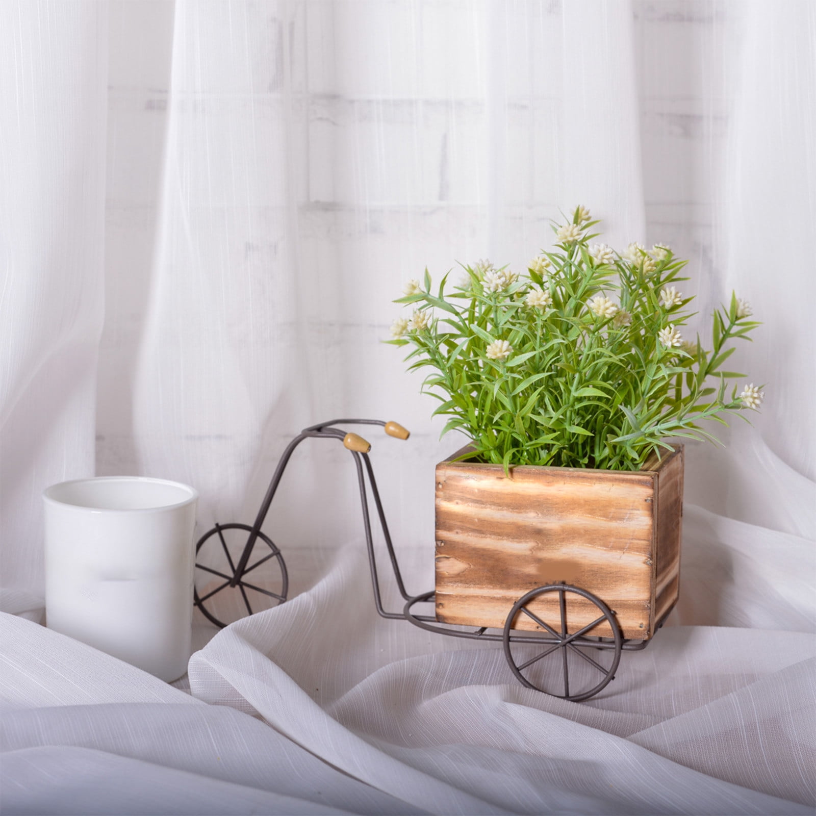 HAJAGP 4.33in Bike Flower Pot, Wooden Flower Box Tricycle Plant Stand ...