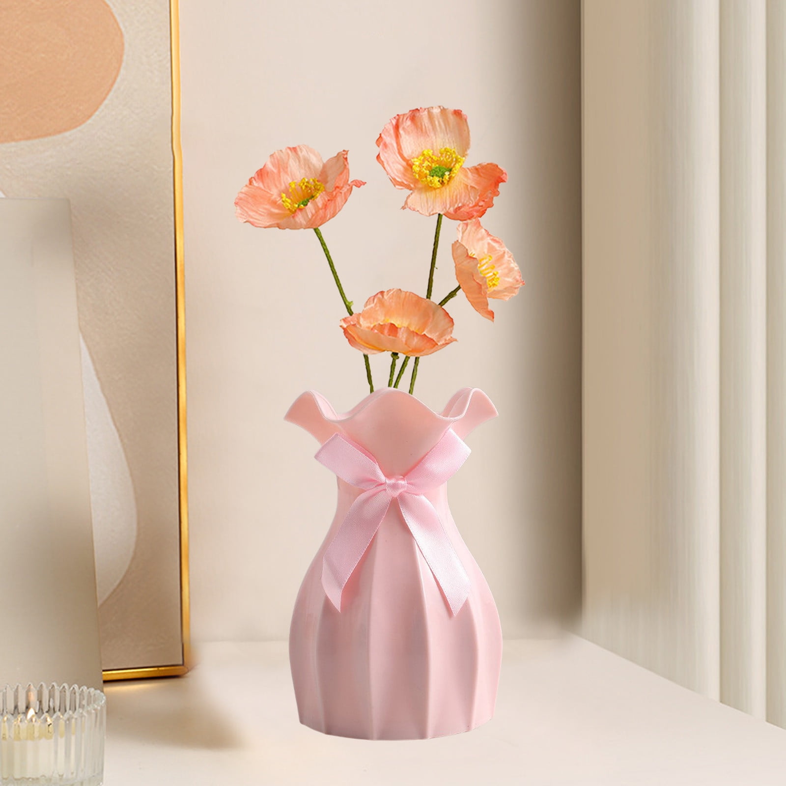 HAJAGP 6.3inch European Lace Plastic Vase, Versatile Vase, Modern ...