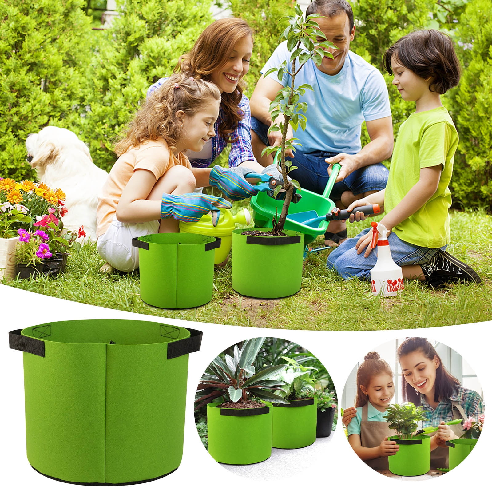 HAJAGP 9.84in Plant Grow Bag with Handles, Non-Woven Fabric Thickened ...