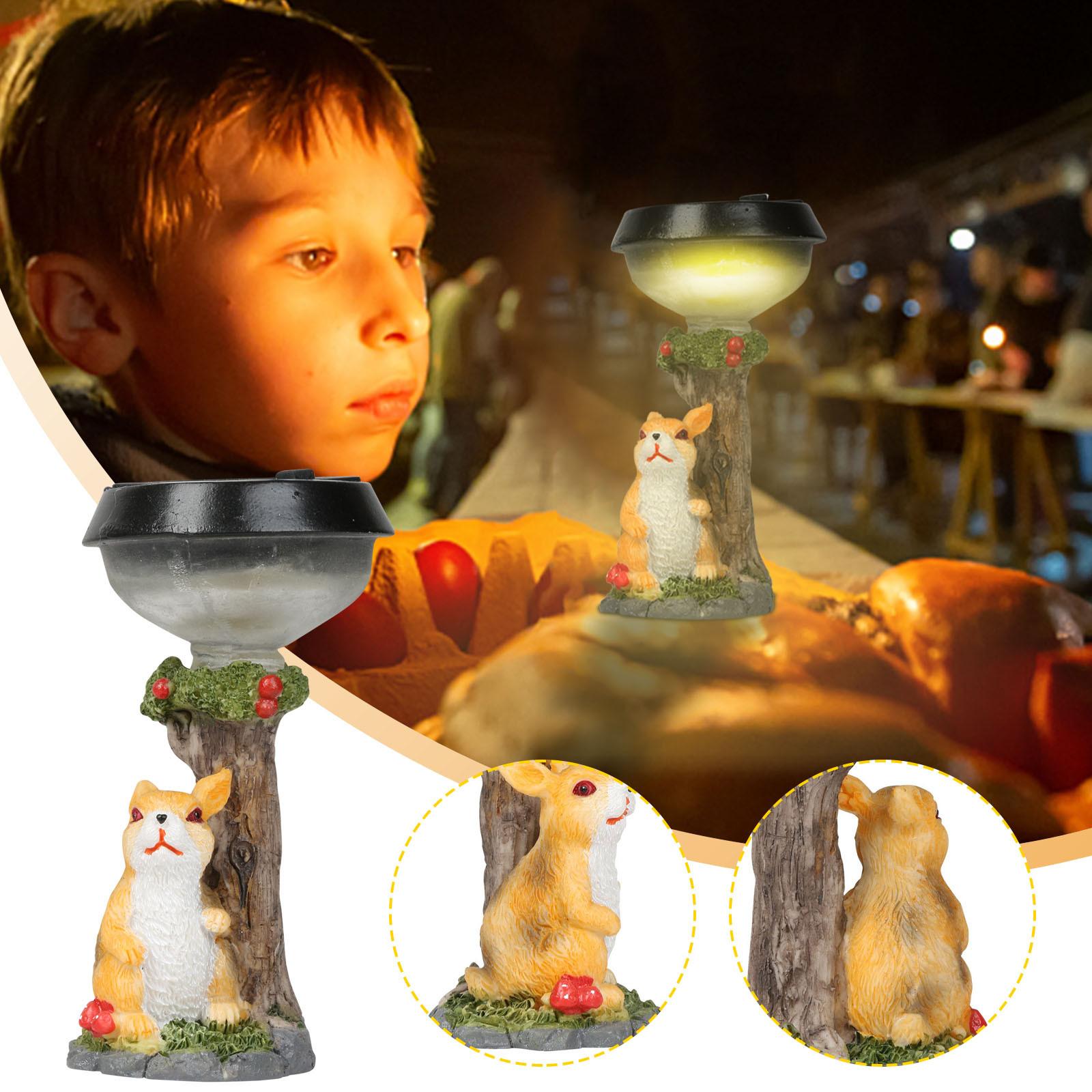 HAJAGP Easter Bunny Ornament,Outdoor Solar Bunny with Lights Garden ...