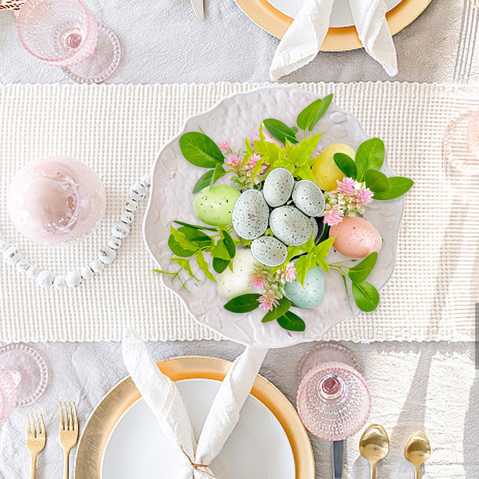 HAJAGP Easter wreaths,2 PCS Easter Candle Rings Wreaths, Artificial ...