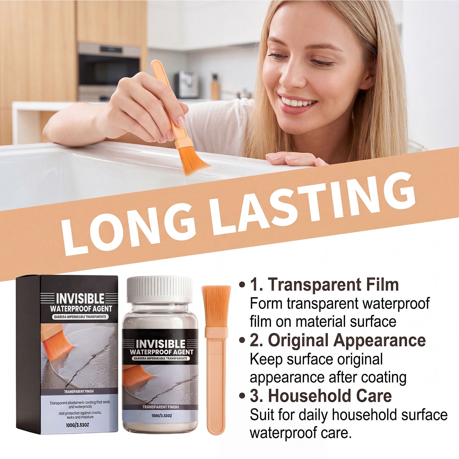 HAJAGP Invisible Waterproof Sealant Care for Household, Brush-On ...