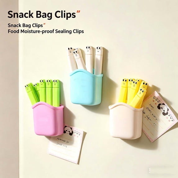 HAJAGP Magnetic Bag Clips in Yellow, Food Sealing Clips with Storage ...