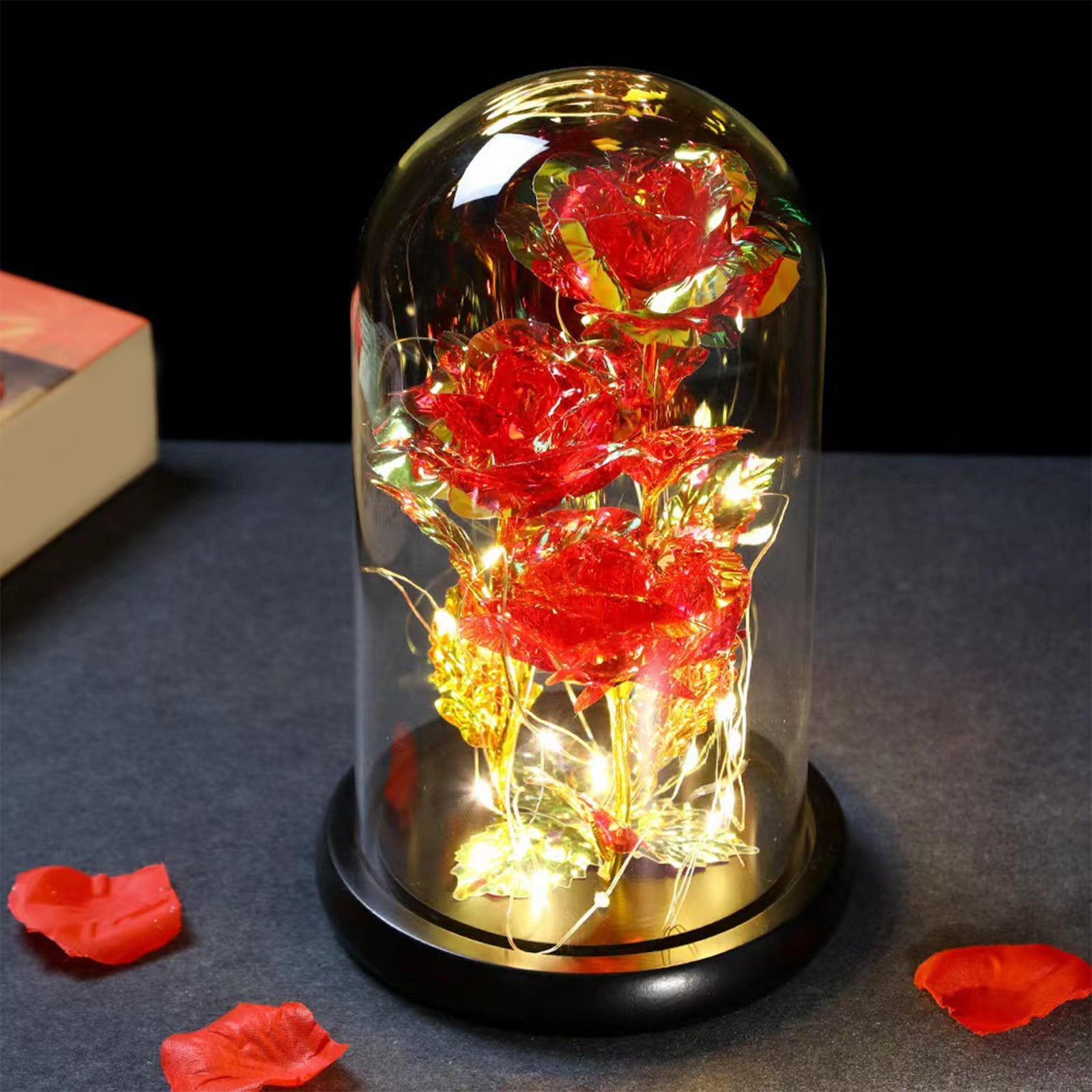 HAJAGP Simulation Rose,Rose in Glass Dome,Light up Roses,Enchanted ...