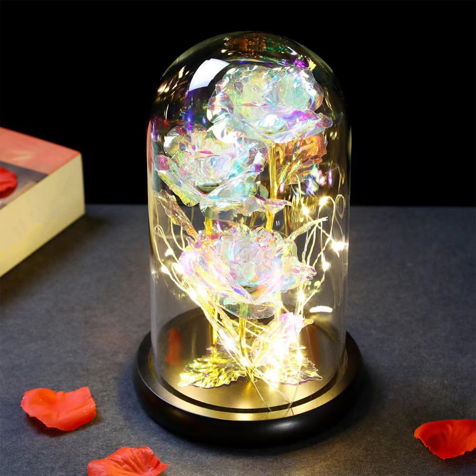 HAJAGP Simulation Rose,Rose in Glass Dome,Light up Roses,Enchanted ...