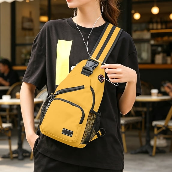 HAJAGP Yellow Multi Use Sling Bag, Lightweight Chest Pack for Travel ...