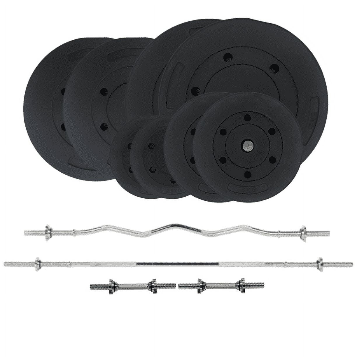 HAJEX 220 LB (100kg) Weight Plates with Two 1-inch Barbell and Dumbbell ...