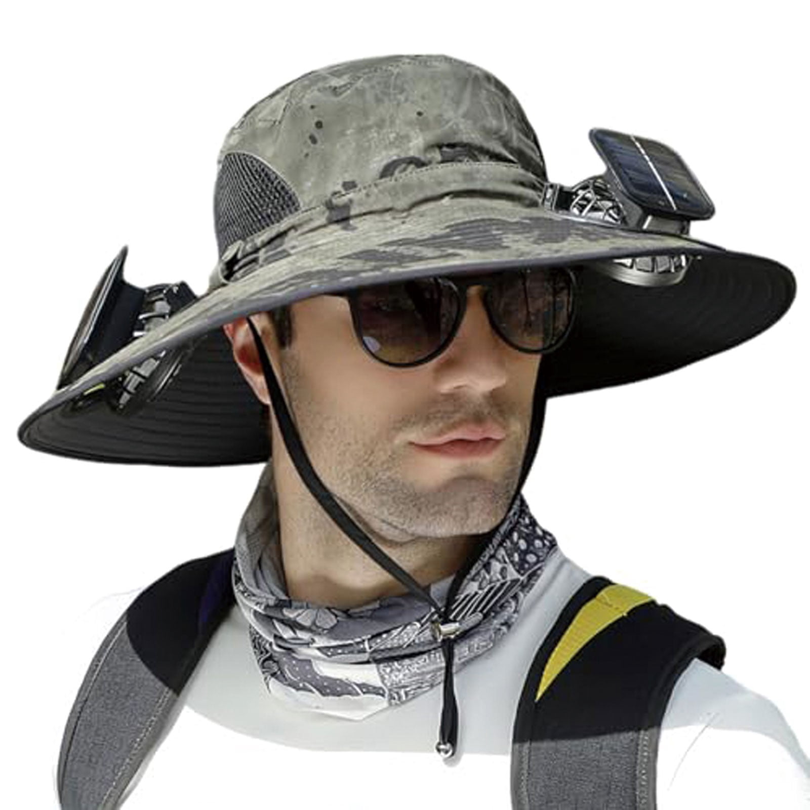 HAJGJP Rain Hat Womens Outdoor Wide Brim Sun Hat With Solar Fan Wide ...
