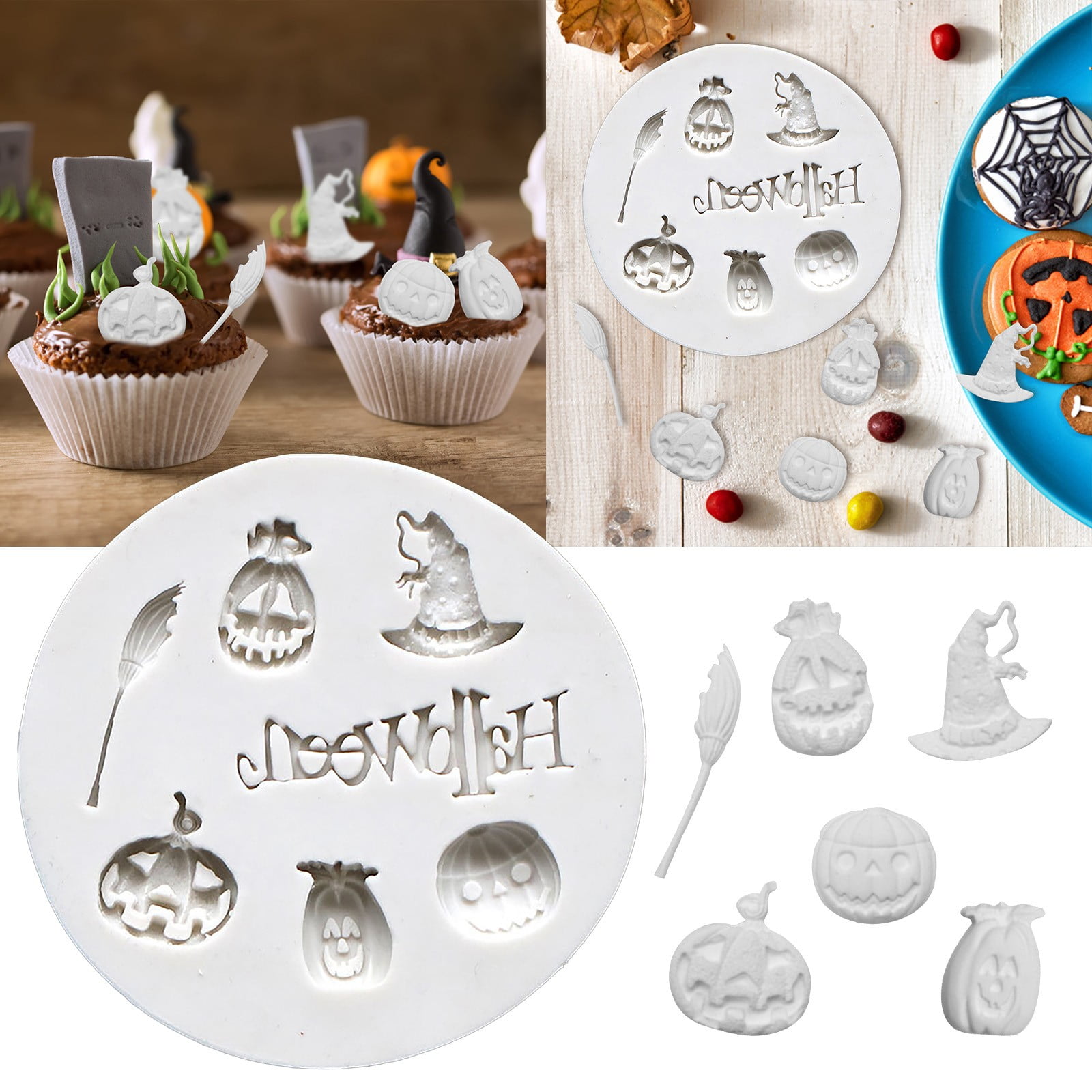 HAJINGAG Halloween Pumpkin Silicone Fudge DIY Soft Pottery Clay Cake ...