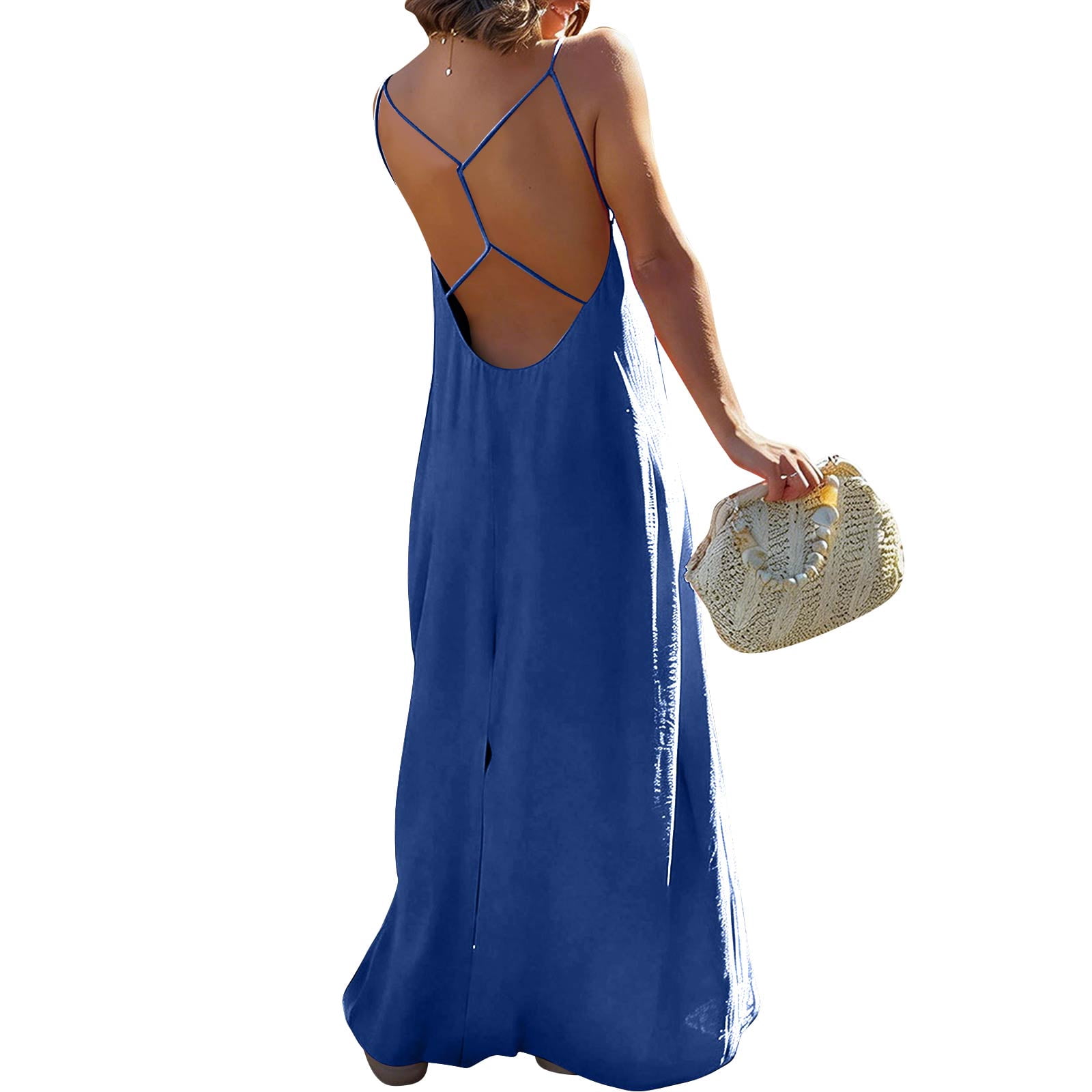 HAJWOH Backless Cami Dress for Women, Summer Boho Sleeveless Casual ...