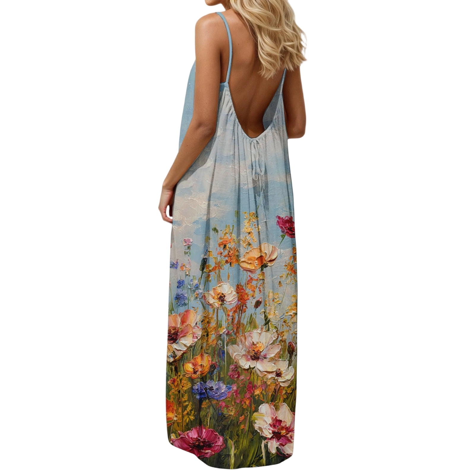 HAJWOH Backless Cami Dress for Women, Summer Sleeveless Casual Solid ...