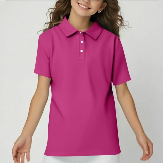 HAJWOH Boys Girls Polo Shirts Short Sleeve Tshirts Casual Button Down ...