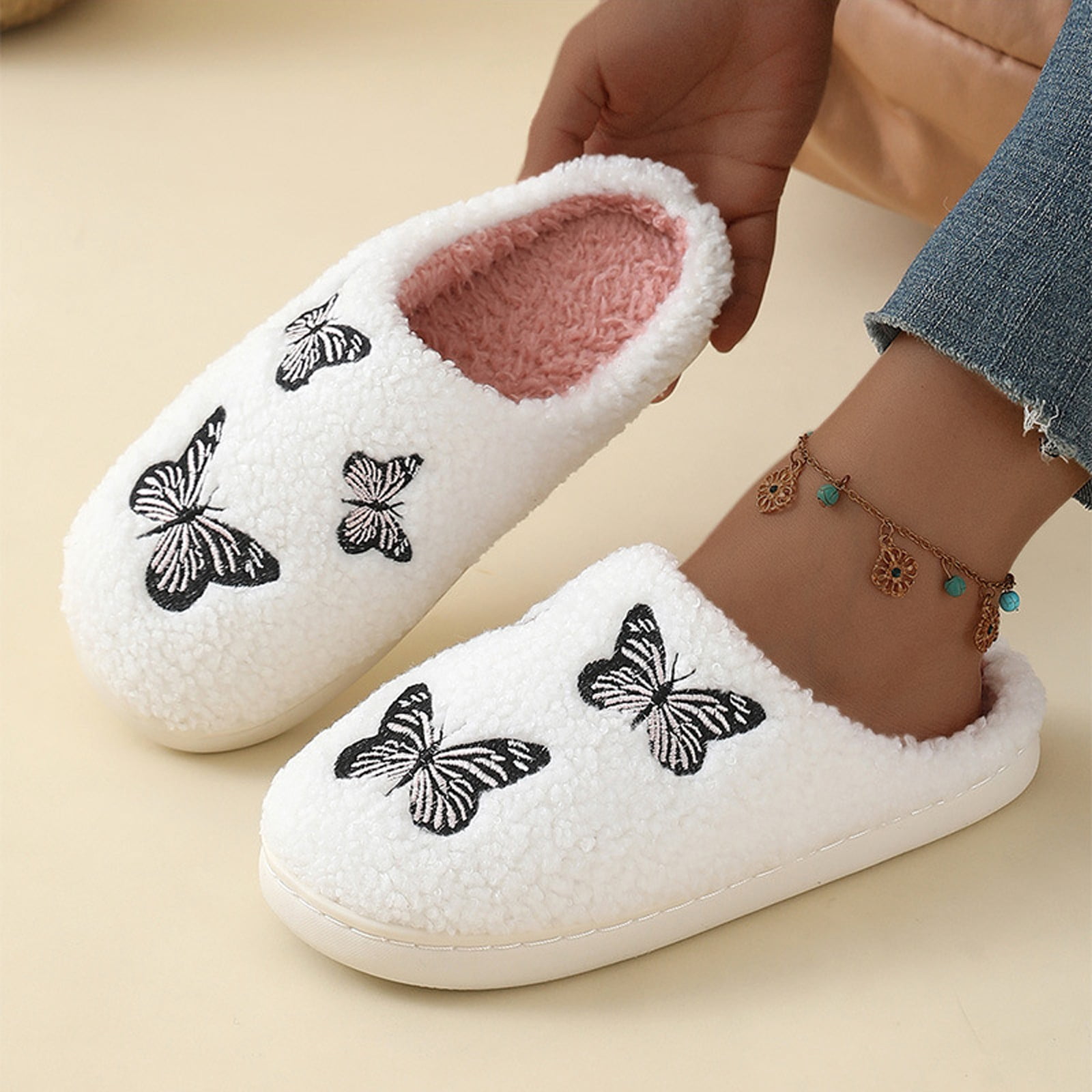 HAJWOH Butterfly Slippers for Women Perfect Soft Plush Comfy Warm Slip ...