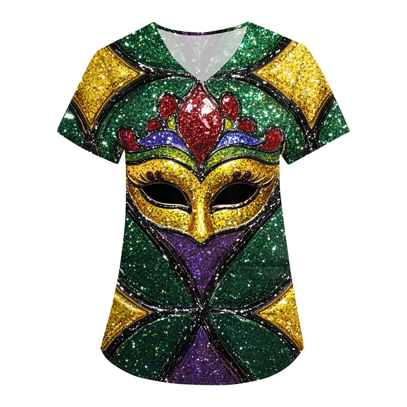 HAJWOH Carnival's Day Scrubs for Women Tops Parade Short Sleeve Nursing ...