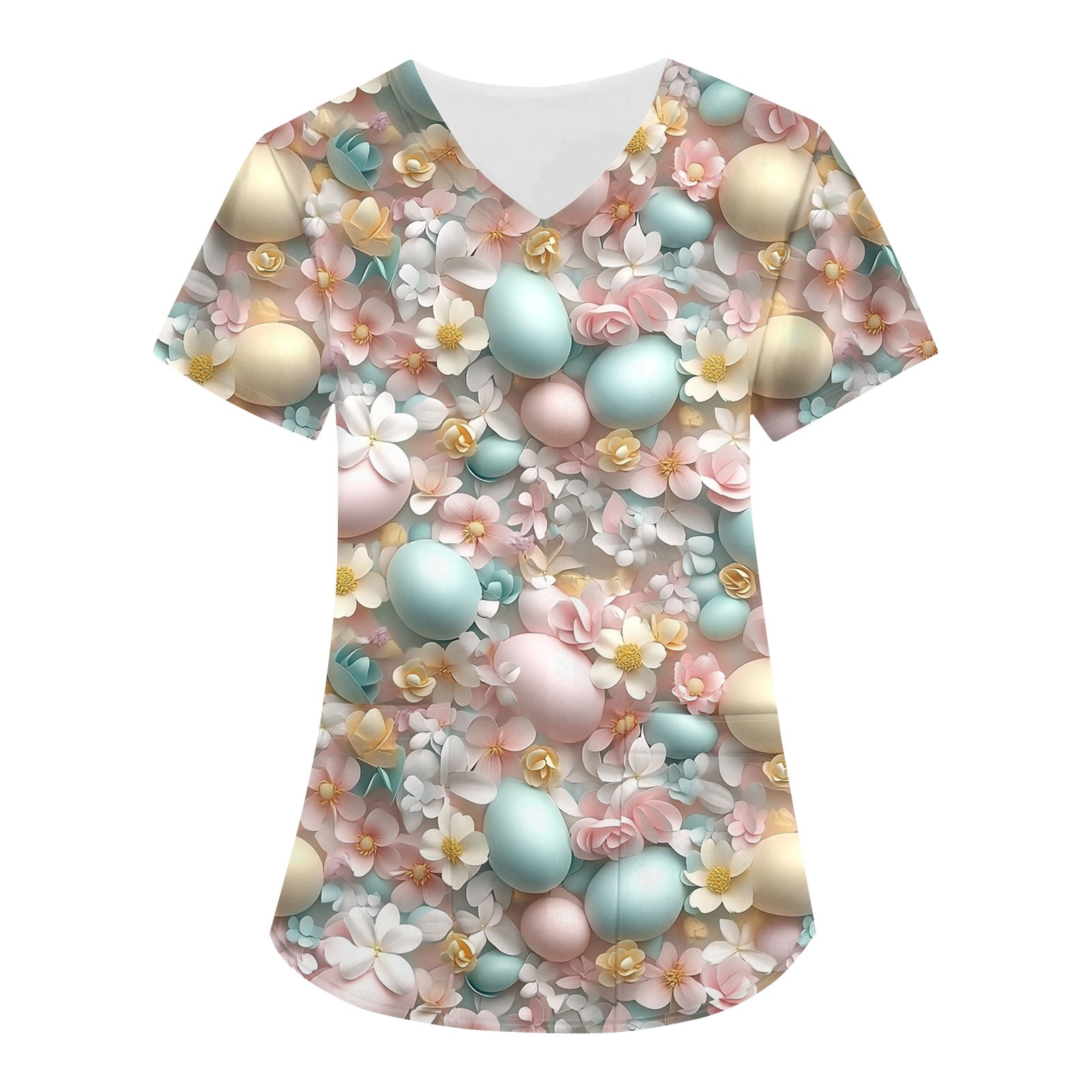 HAJWOH Easter Bunny Scurb for Women Cute Short Sleeve Nursing Working ...