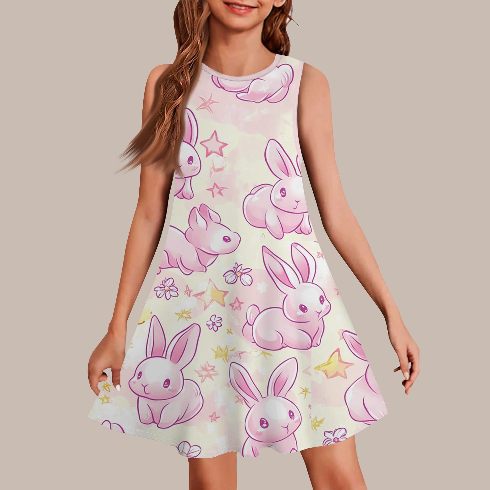 HAJWOH Easter Dresses for Kids Girls Cute Bunny Rabbit Graphic Spring ...