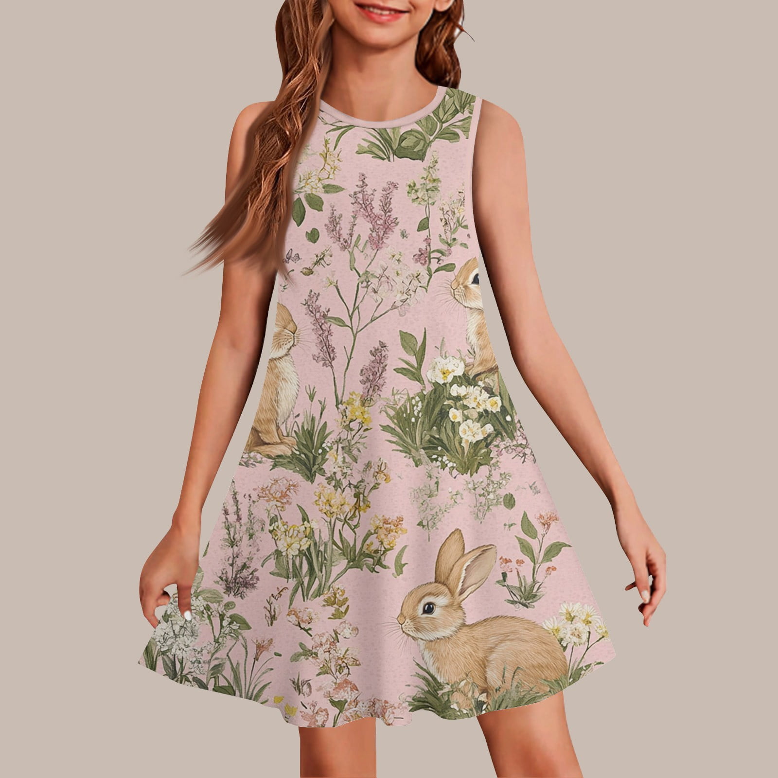 HAJWOH Easter Dresses Kids Girls Funny Bunny Egg Print Spring Dress ...