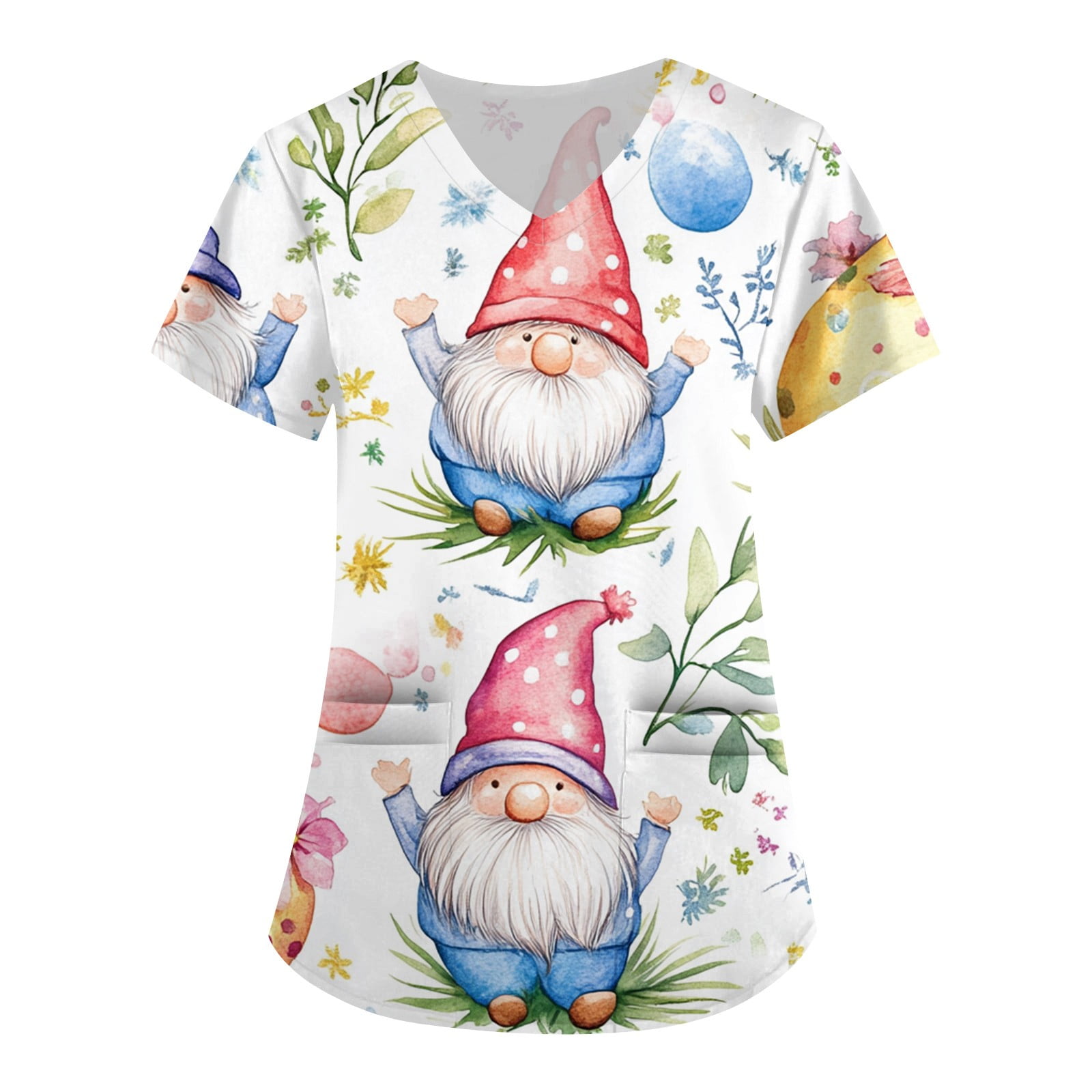 HAJWOH Easter Scrub Tops Womens Funny Cartoon Bunny Print Nursing ...