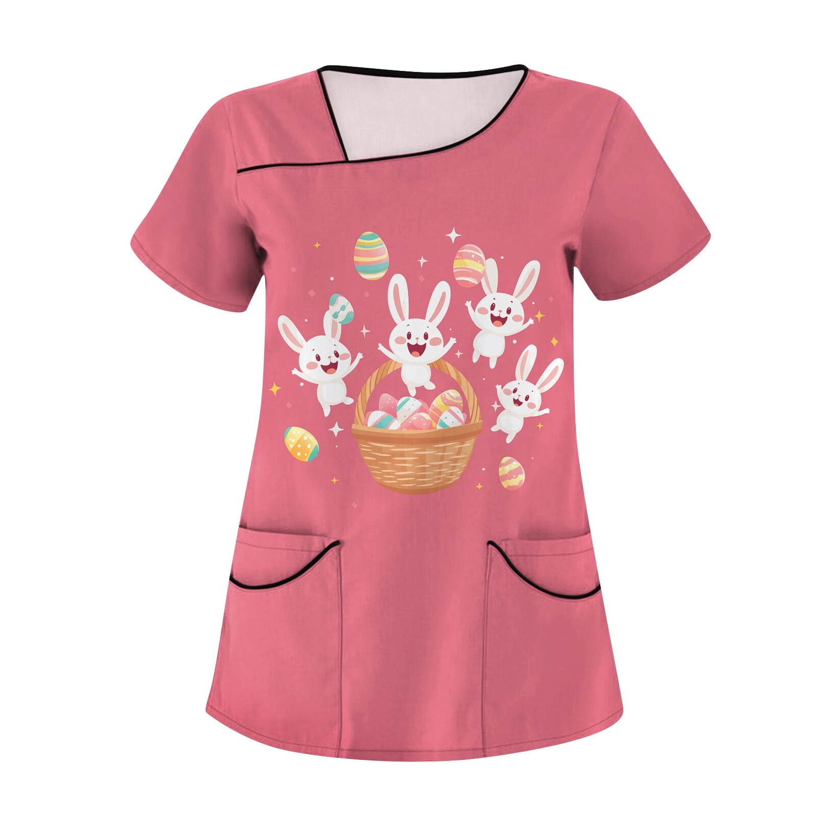 HAJWOH Easter Scrubs for Women In Store Plus Size Funny Cartoon Bunny ...