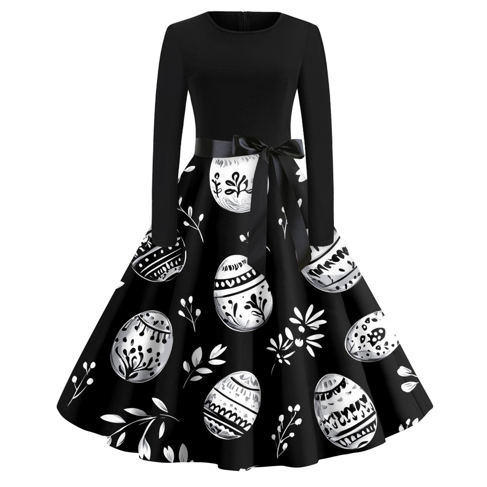 HAJWOH Fancy Womens Easter Dresses Long Sleeve Bunny Egg Graphic Summer ...