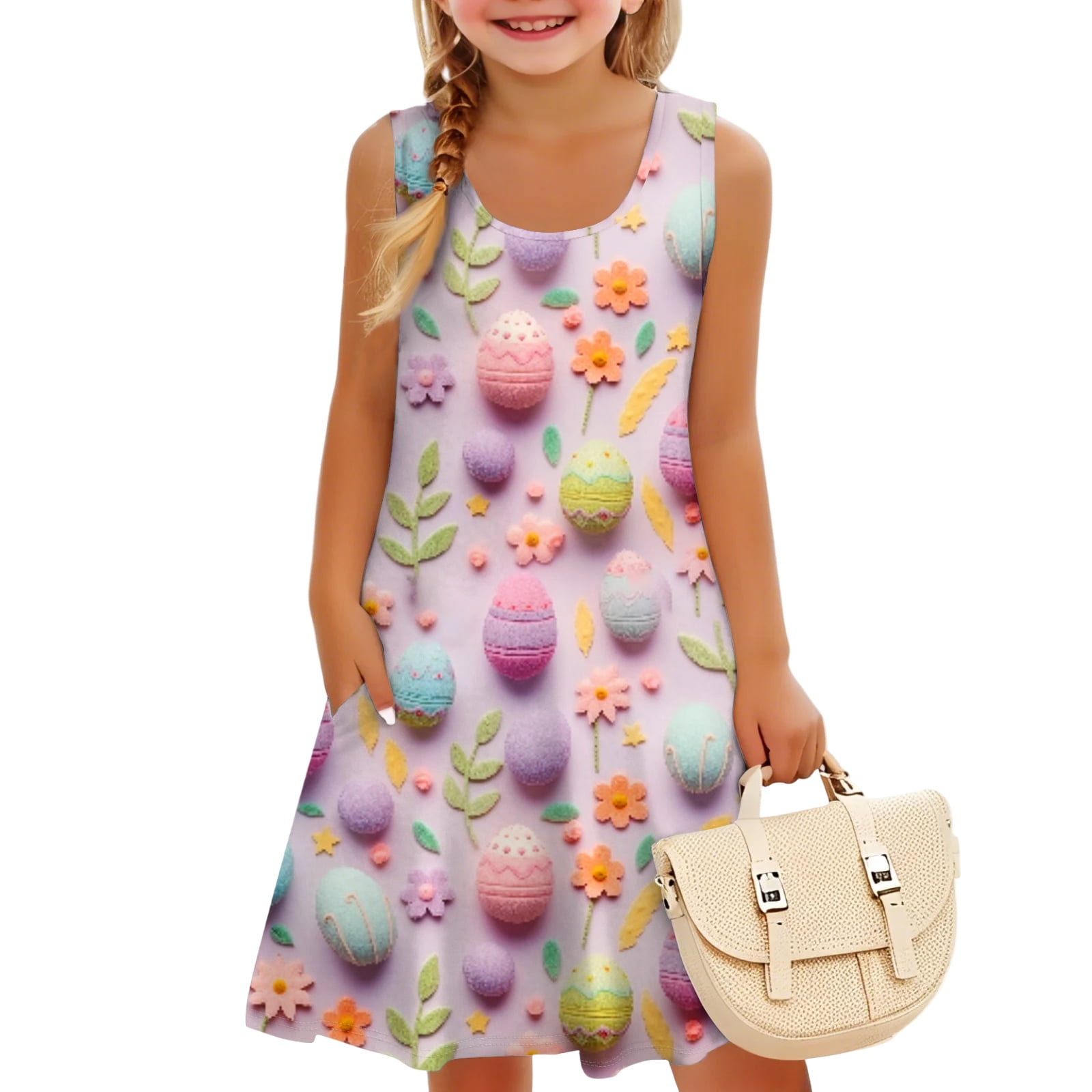 HAJWOH Girls Summer Dresses Sleeveless Easter Dresses Funny Bunny ...