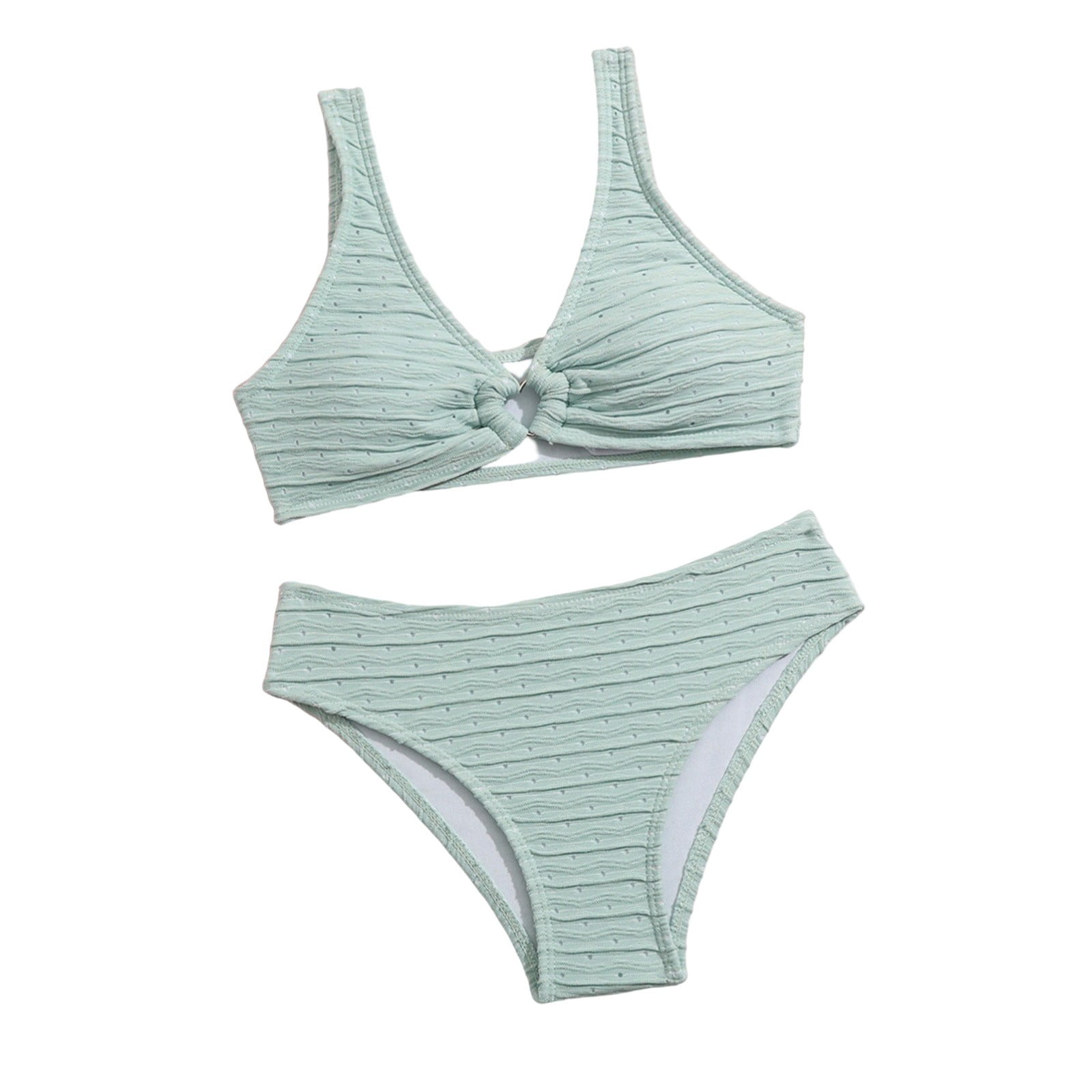 HAJWOH Girls Swimsuit Cute Tie-Front Bikini Top and Bottoms Swimsuit ...
