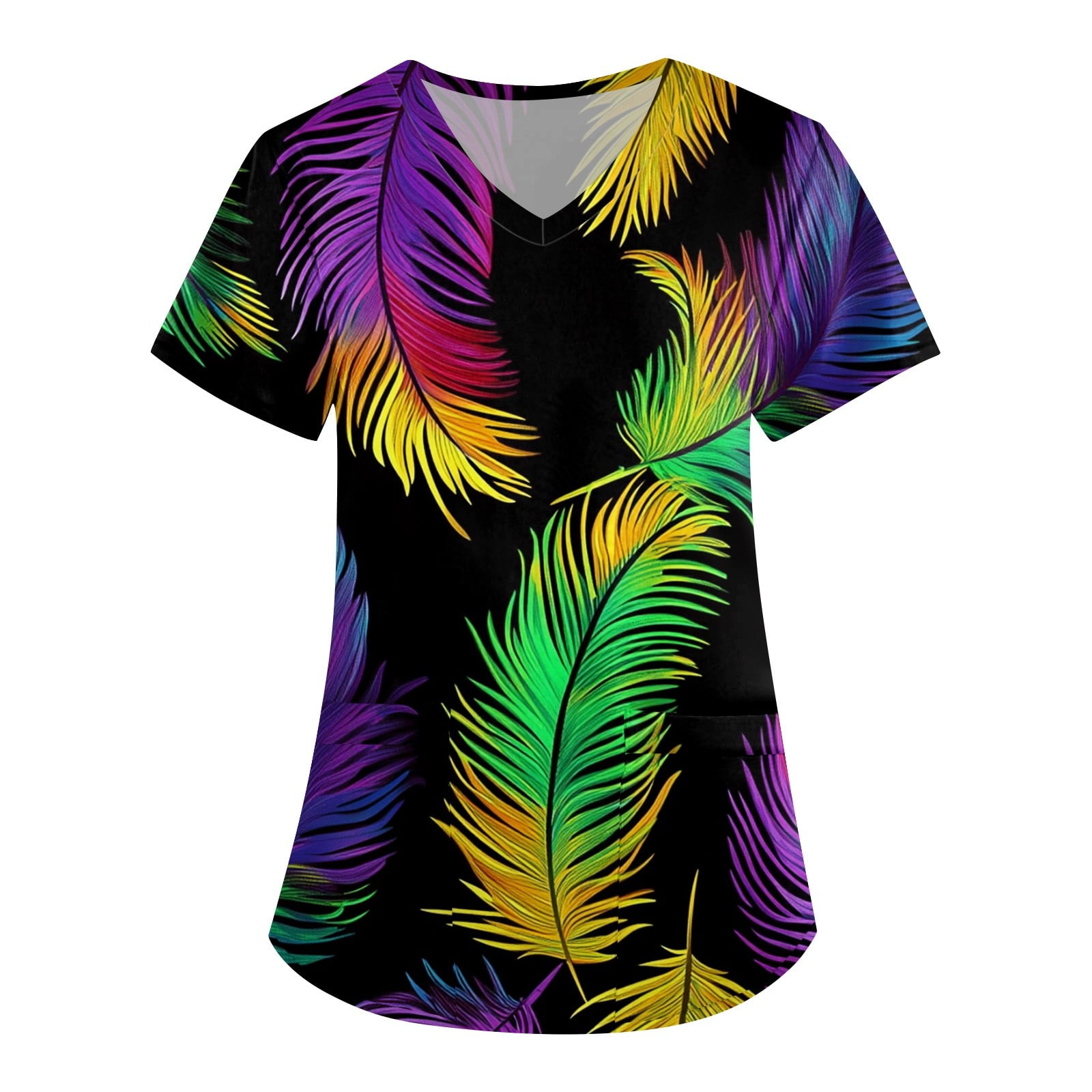 HAJWOH Green Carnival's Day Scrubs Women Short Sleeve Nursing Uniforms ...