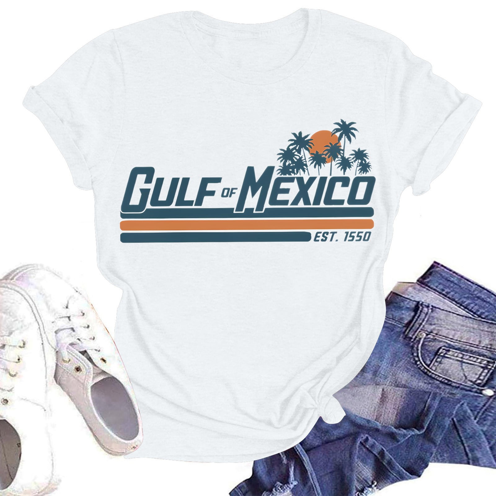 HAJWOH Gulf Of Mexico T-Shirt for Men Causal Gulf Of Mexico Forever T ...