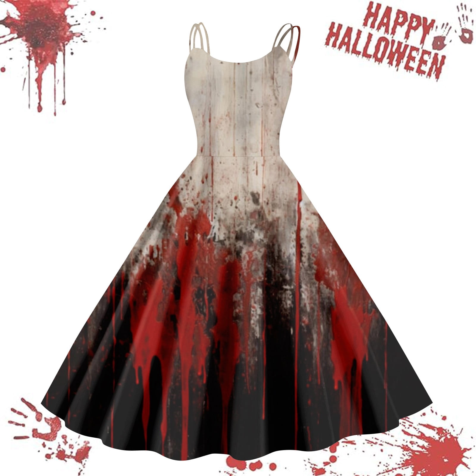 HAJWOH Halloween Dress for Women Hocus Pocus Pumpkin Bat Spider Blood ...