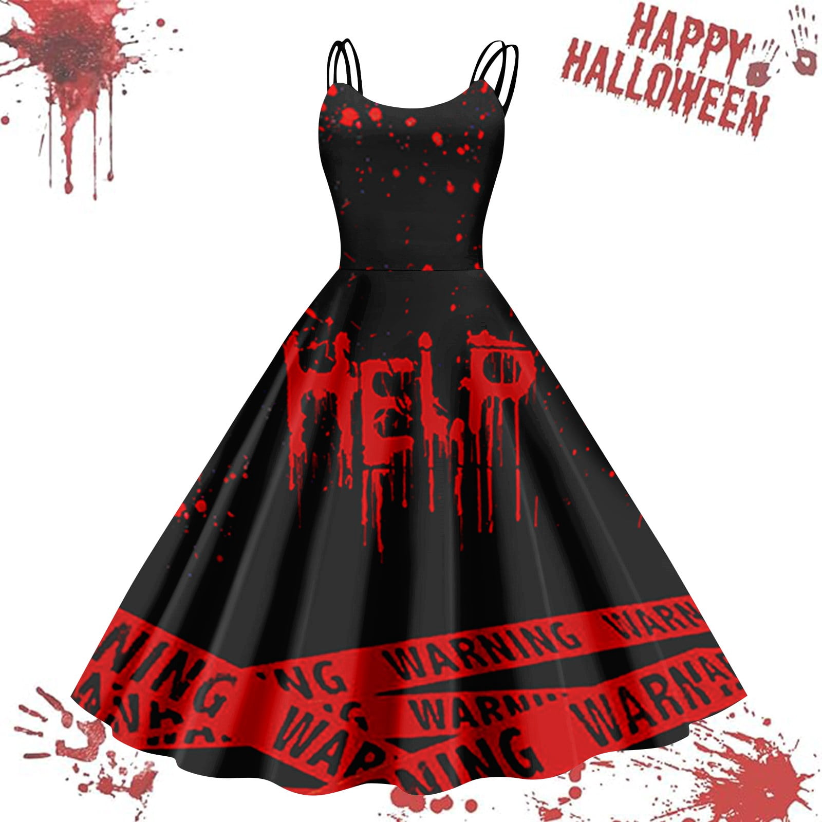 HAJWOH Halloween Dresses for Women Spooky Pumpkin Bat Spider Blood ...