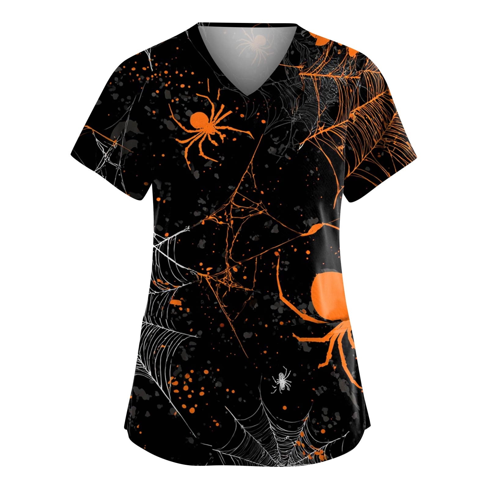 HAJWOH Halloween Scrubs for Women Short Sleeve Working Uniform Novelty ...